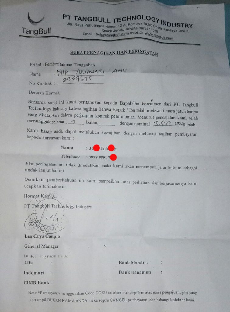 Cara Penagihan Pinjol Tangbull di Luar Etika