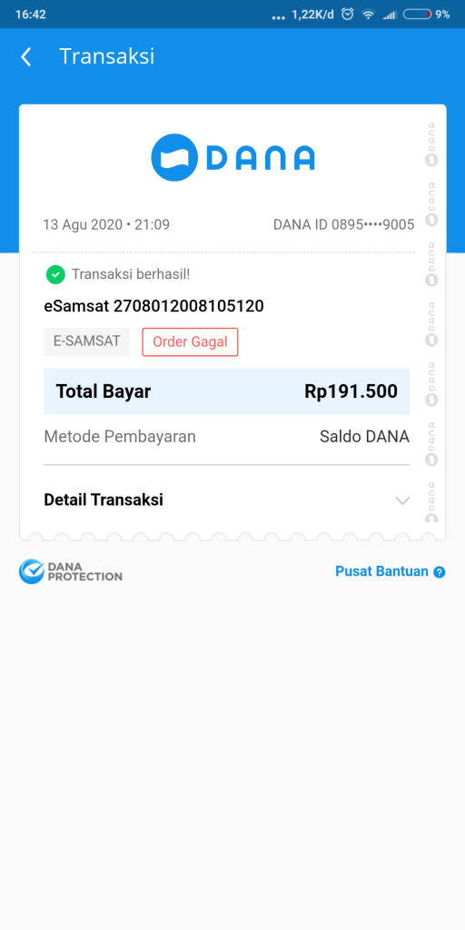 Status Transaksi e-SAMSAT di Aplikasi DANA "Order Gagal", tapi Uang ...