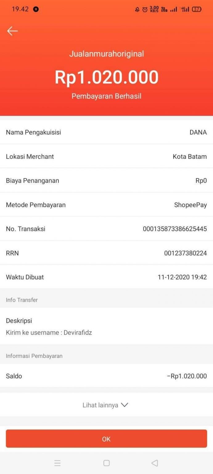Scan QRIS DANA Bisnis melalui Shopee Pay, Saldo Shopee Pay Terpotong ...