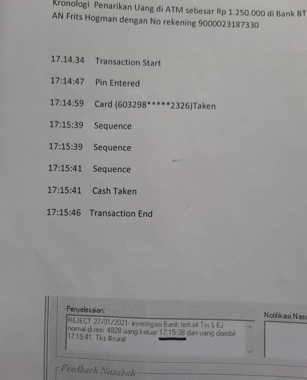 Bank Mandiri Klaim Transaksi ATM Sukses Berdasarkan Hasil Snapshot Bank BTN