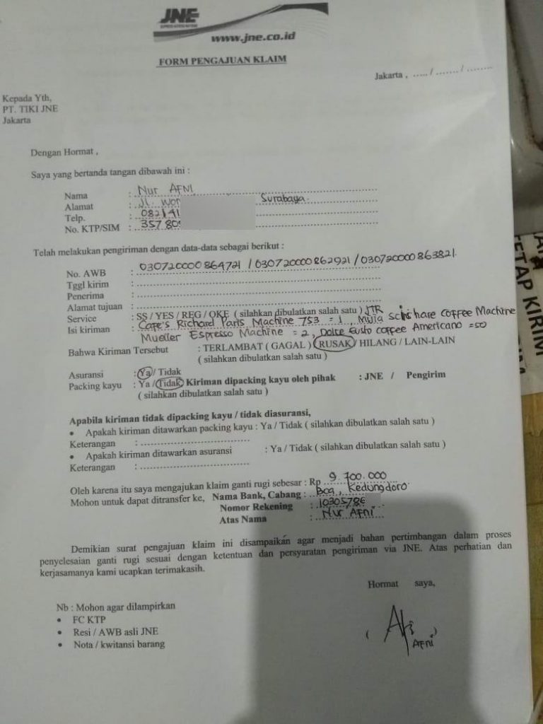 JNE Berbelit atas Klaim Kerusakan Barang