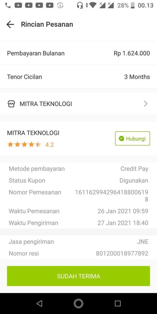 Penipuan oleh Merchant MITRA TEKNOLOGI di Akulaku