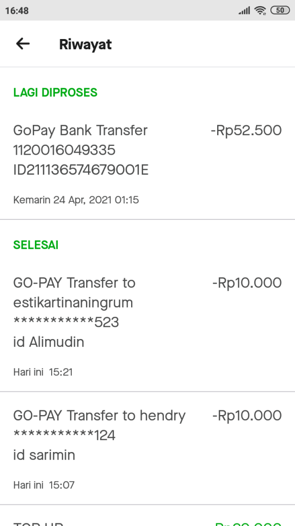 Transfer Saldo GoPay ke Rekening Bank Mandiri, Status "Lagi Diproses"