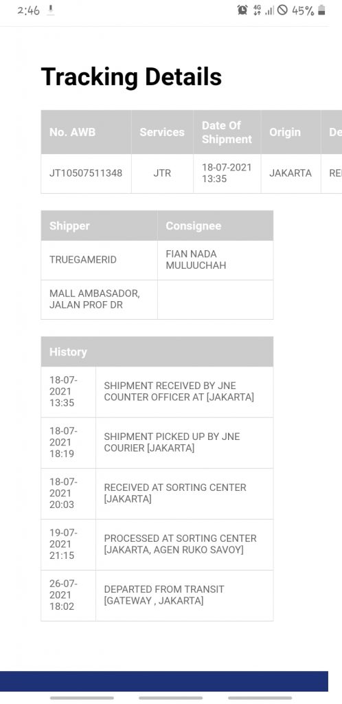 Kiriman Barang JNE JTR Belum Sampai, Melebihi Estimasi Waktu