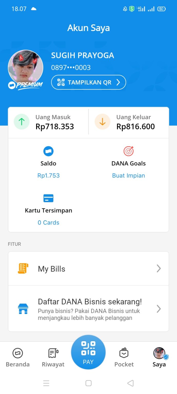 Saldo Dana Premium Tiba-tiba Hilang