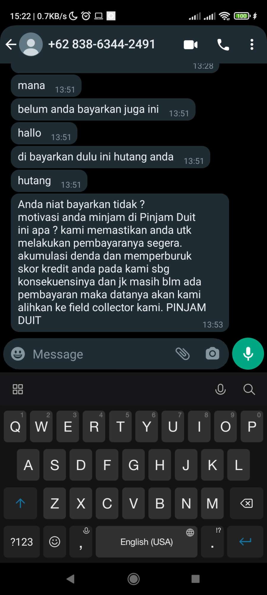 Aplikasi Pinjol PINJAM DUIT Tidak Profesional