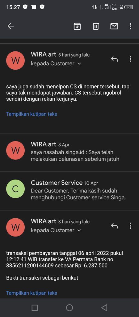 Pinjol Singa.id "Cuekin" Keluhan Nasabah