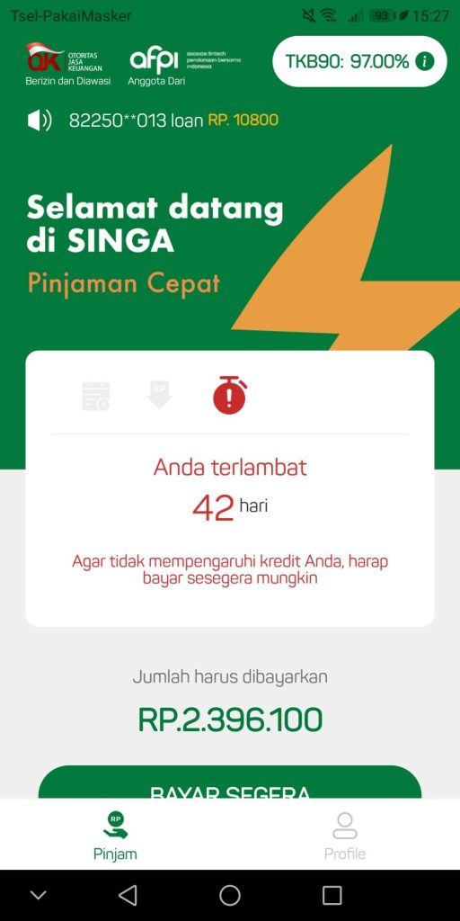 Sudah Melunasi Pinjol Singa.id, tapi Masih Ada Tagihan