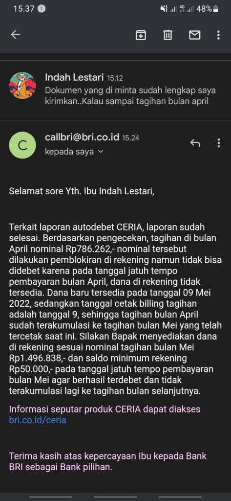 Masalah Auto Debit Tagihan BRI Ceria