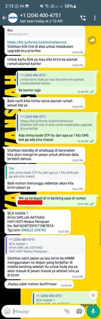 Penipuan Berkedok Program Upgrade Kartu BCA Prioritas melalui Iklan Facebook