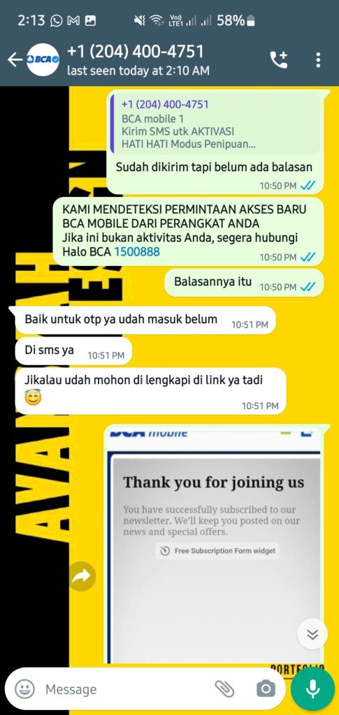 Penipuan Berkedok Program Upgrade Kartu BCA Prioritas melalui Iklan Facebook