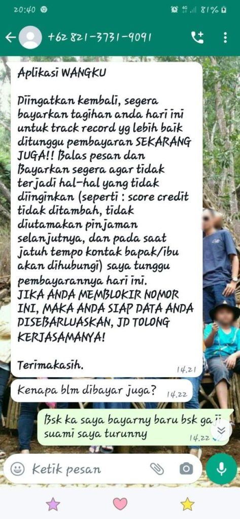 Penagihan Pinjol Wangku Tidak Punya Etika