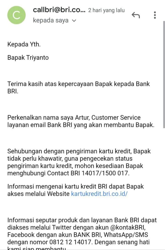 Kartu BRI U Card yang Tidak Kunjung Datang ke Alamat Penerima