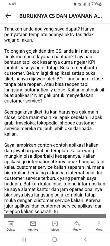 Kecewa dengan CS dan Sistem Gojek