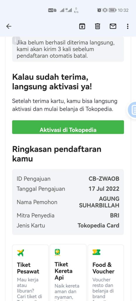 Tokopedia Card Belum Juga Diterima