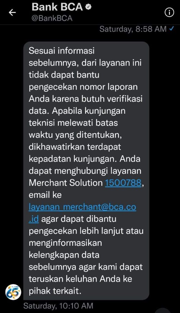 Kecewa dengan Layanan Merchant BCA