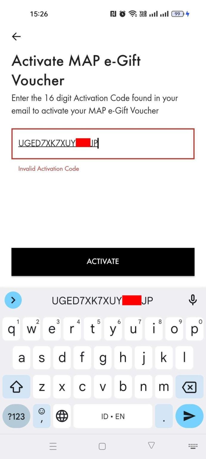 Kode Invalid MAP e-Gift Voucher dari Atome