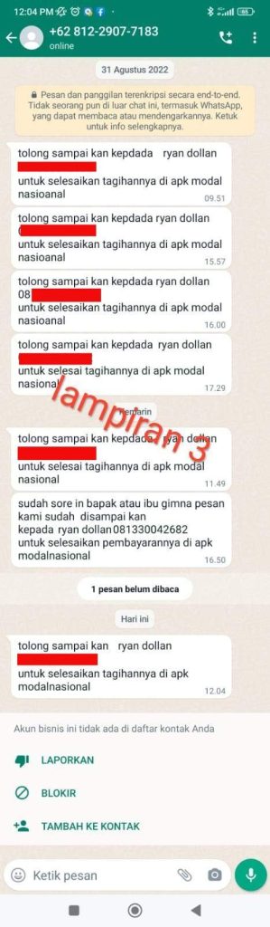 DC Pinjol Modal Nasional Menghubungi Kontak Darurat