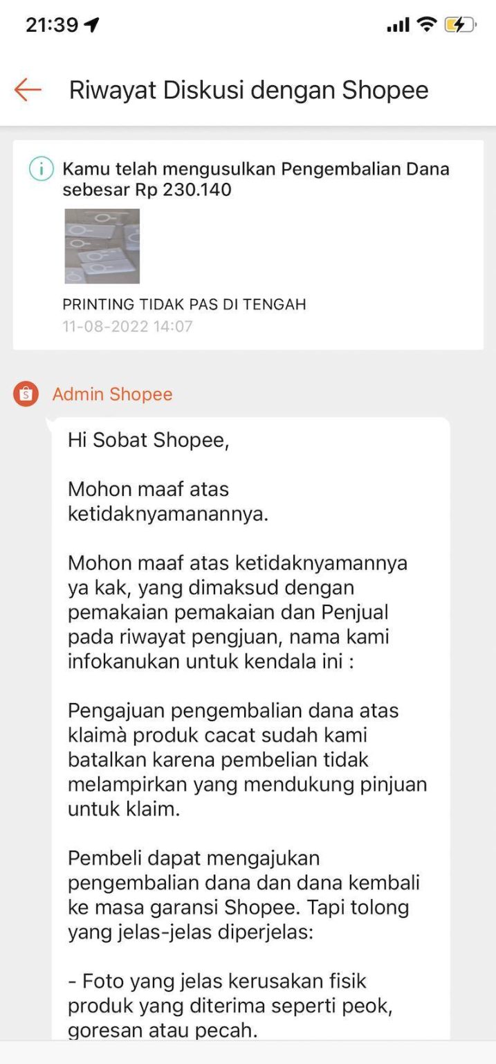Masalah Komplain Barang Cacat dari Seller Luar Negeri melalui Shopee