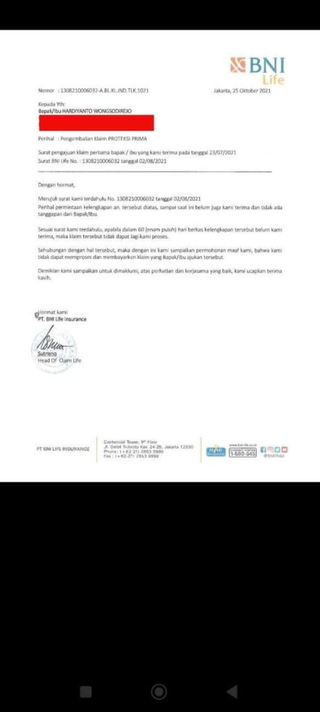 Kecewa dengan Proses Klaim BNI Life yang Menggantung Selama Setahun