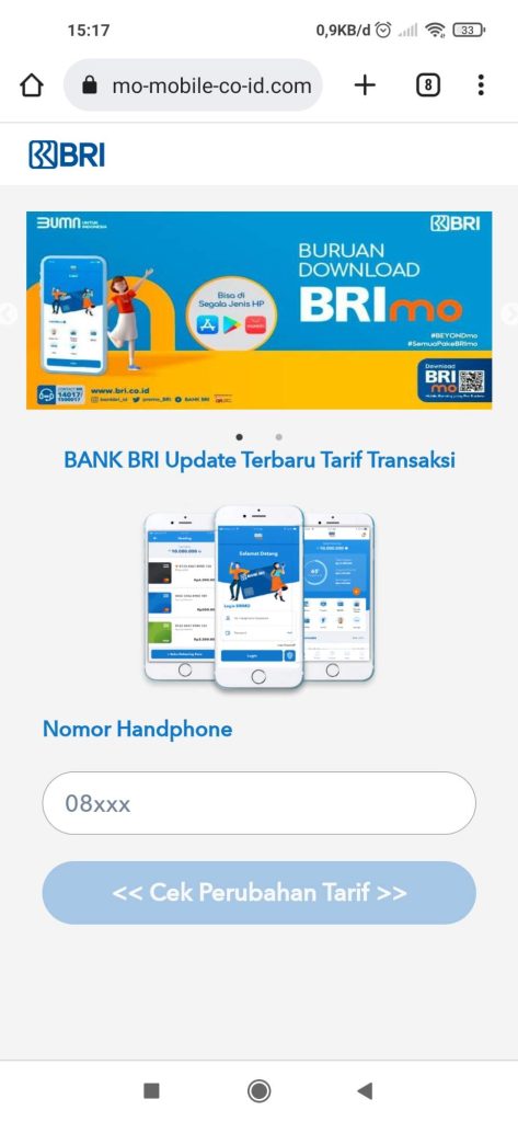 Waspada Phishing dengan Modus Perubahan Tarif Baru Transaksi Bank BRI!
