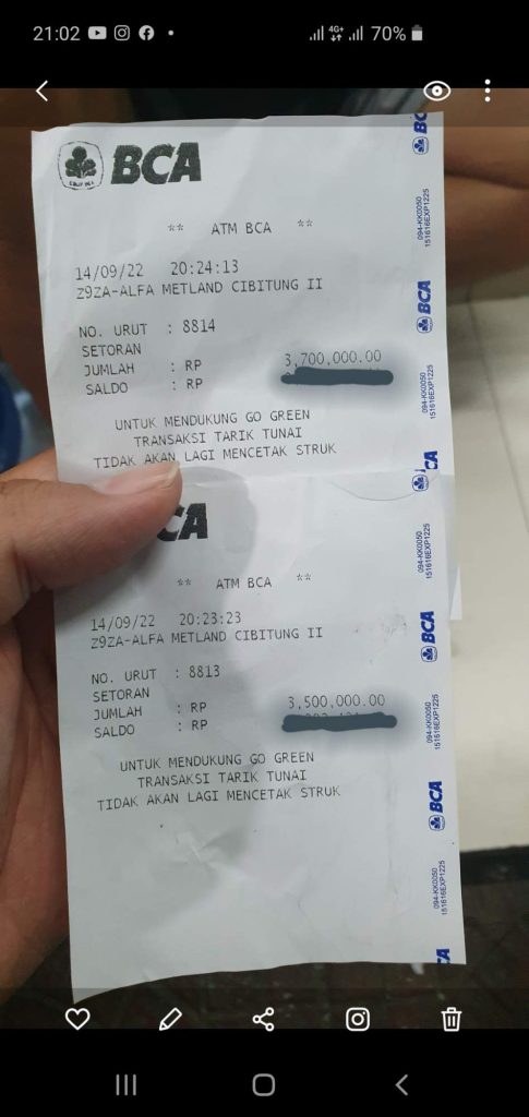 Uang yang Masuk ATM 69 Lembar, tapi di Layar Hanya 67 Lembar