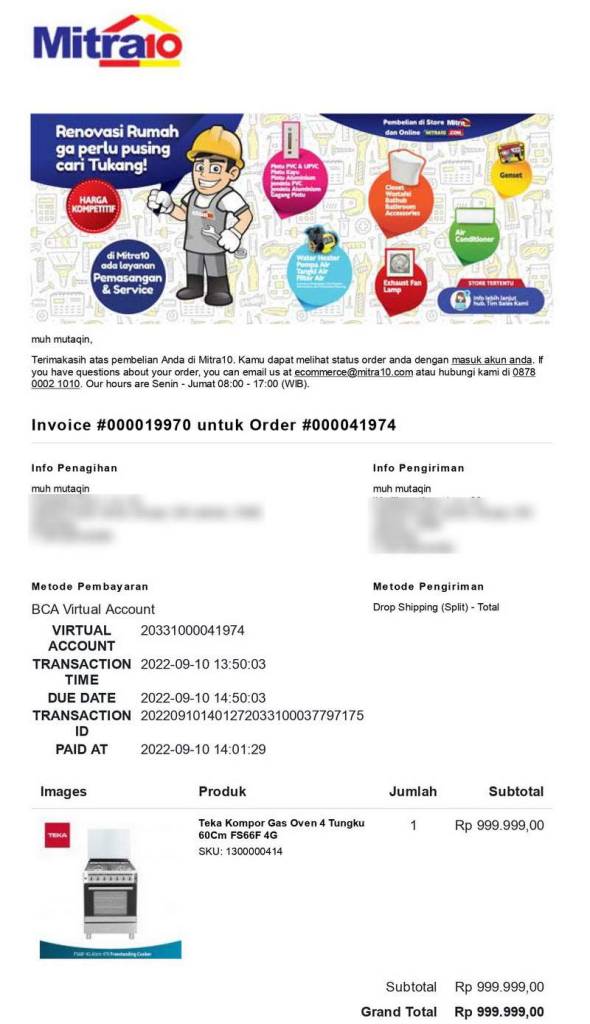 Pembatalan Sepihak Pesanan "Flash Sale" Mitra10