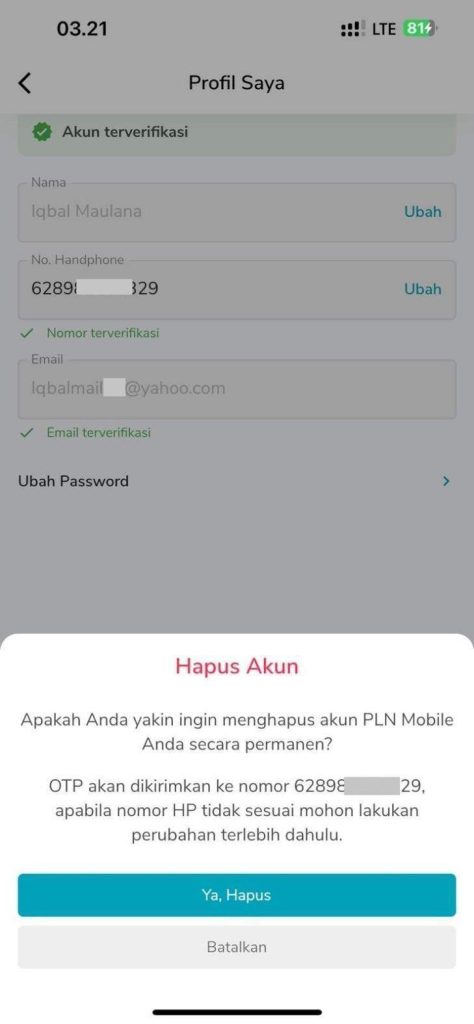 PLN Tidak Dapat Membantu Mengganti Email Invoice Tagihan