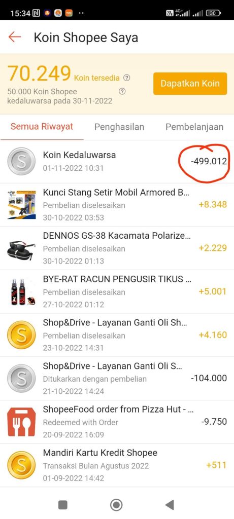 Koin Shopee Saya Mendadak Hangus Tanpa Pemberitahuan