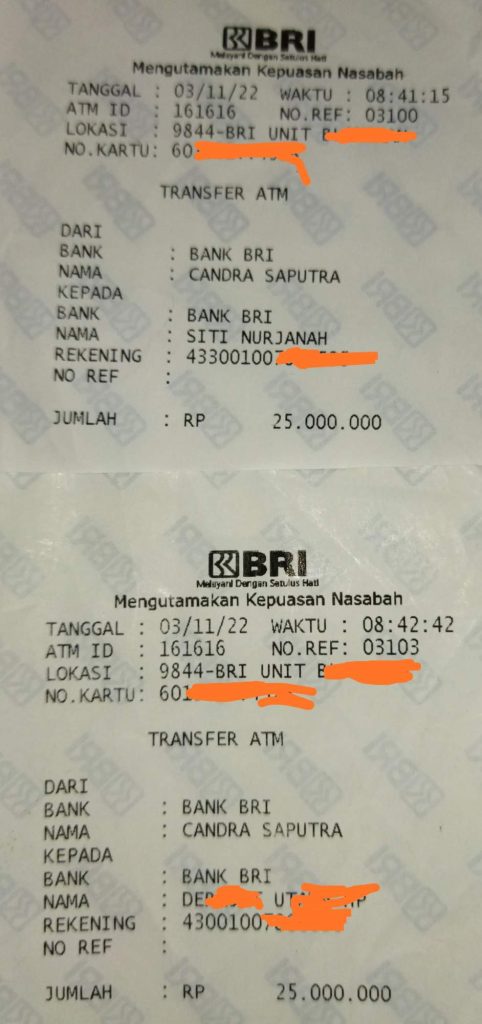Mohon Bantuan Mediasi Kesalahan Transfer Dana Sesama Rekening Bank BRI