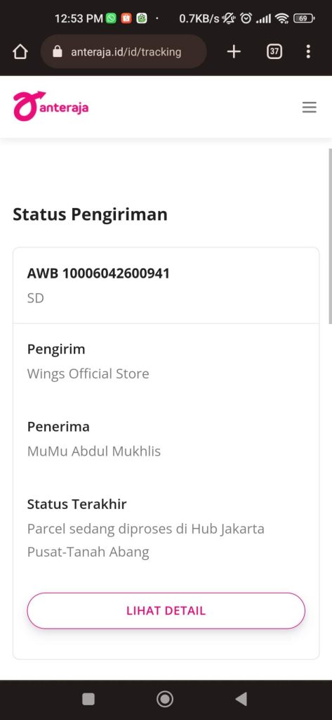 Anteraja Sameday, Hampir Seminggu Statusnya Masih di Hub