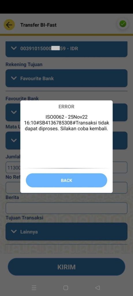 Transfer BI Fast dari BTN Mobile Banking ke BCA Gagal, tapi Saldo Berkurang
