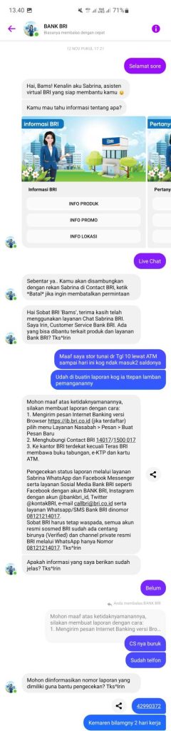 Pelayanan dan Penanganan Komplain BRI Sangat Buruk