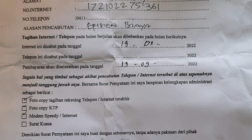 Menunggu Pengembalian Deposit IndiHome