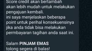 Waspada Modus Penipuan Melalui Pesan WhatsApp Pinjol Pinjaman Emas!