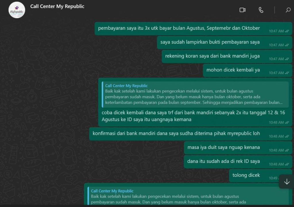 Manajemen & Sistem MyRepublic Merugikan Pelanggan