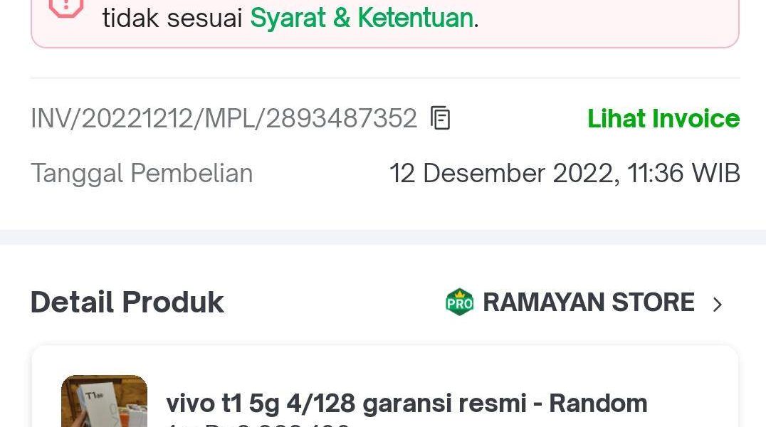 Transaksi Secara Otomatis Dibatalkan Sepihak oleh Tokopedia
