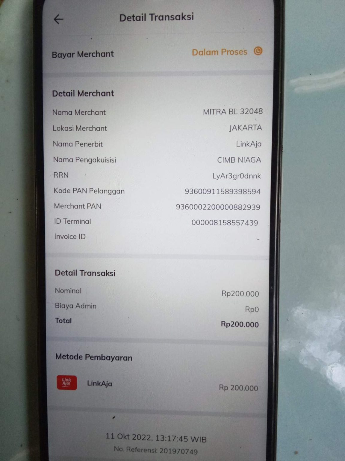 Pembayaran Scan QR LinkAja Masih Proses