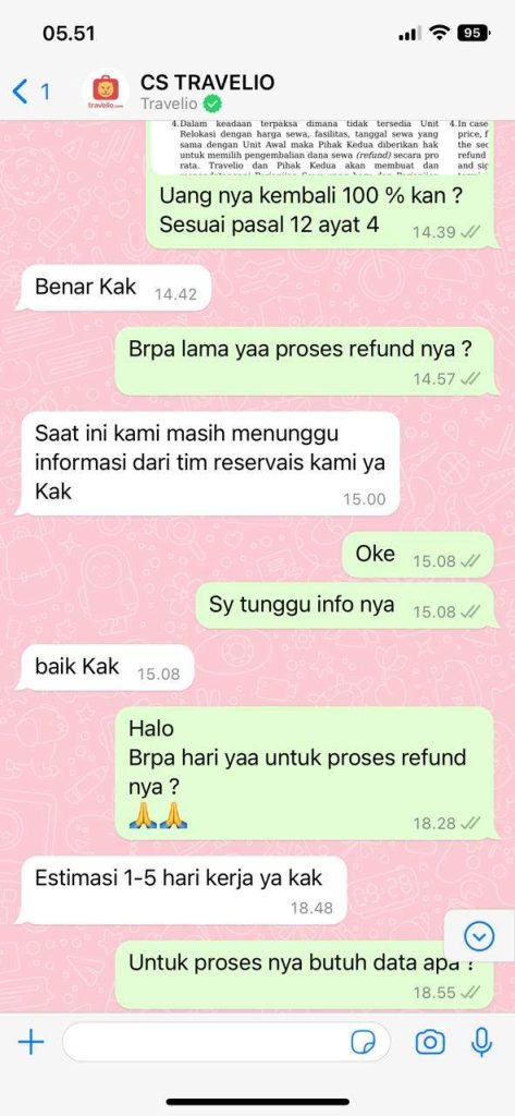 Travelio, Mohon Proses Refund Saya!