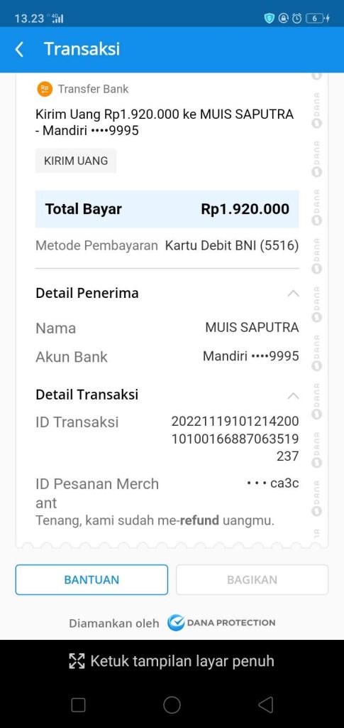 Gagal Transaksi Refund Aplikasi DANA Indonesia