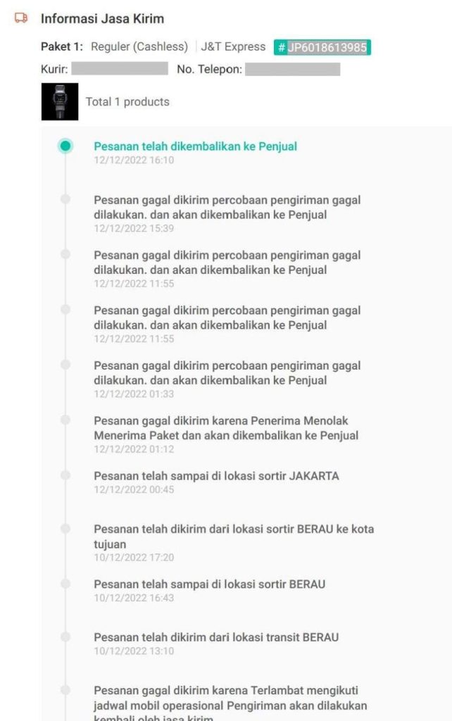 Paket Retur Penjualan Shopee Tidak Dikembalikan ke Penjual