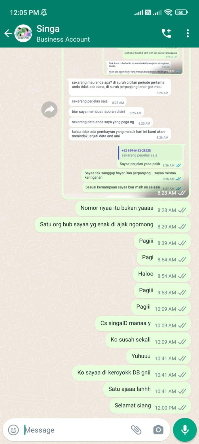 Susahnya Menyelesaikan Pinjol SINGA.ID Secara Baik-baik