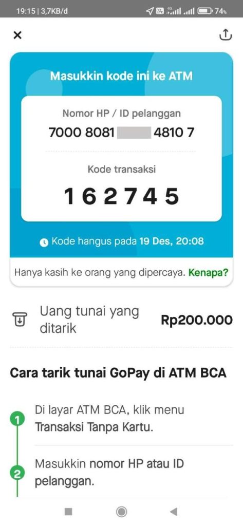 Tarik Tunai GoPay di ATM BCA Gagal, Saldo Tidak Kembali