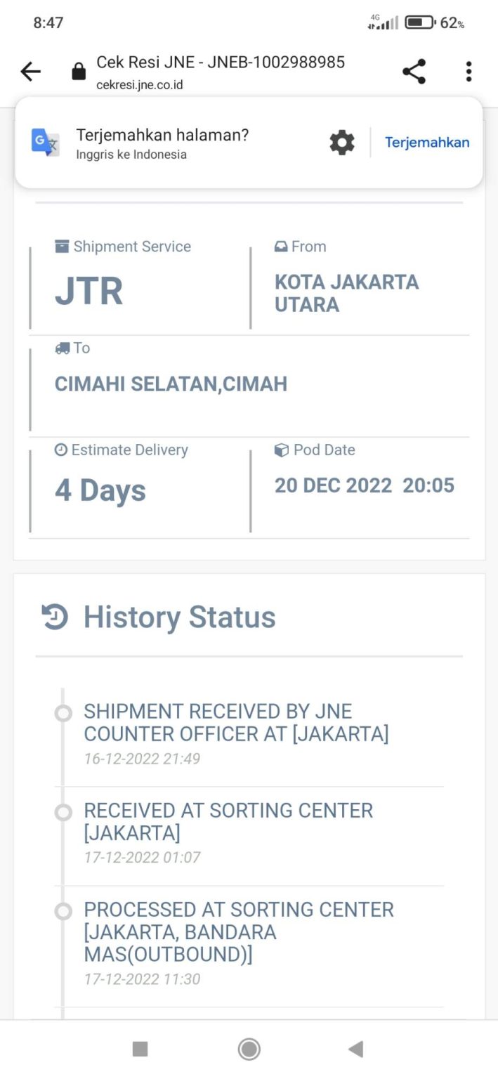 Kapok Menggunakan JNE