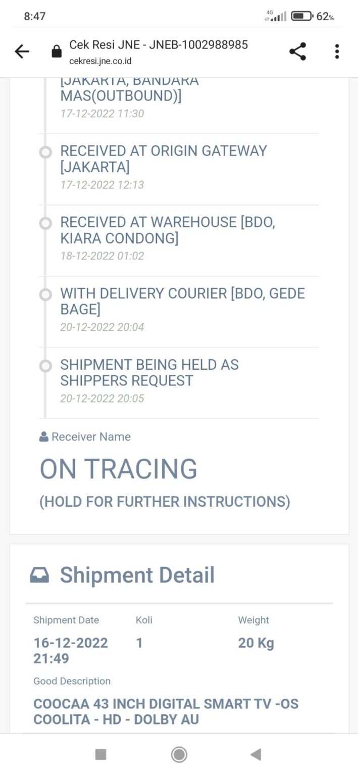 Kapok Menggunakan JNE