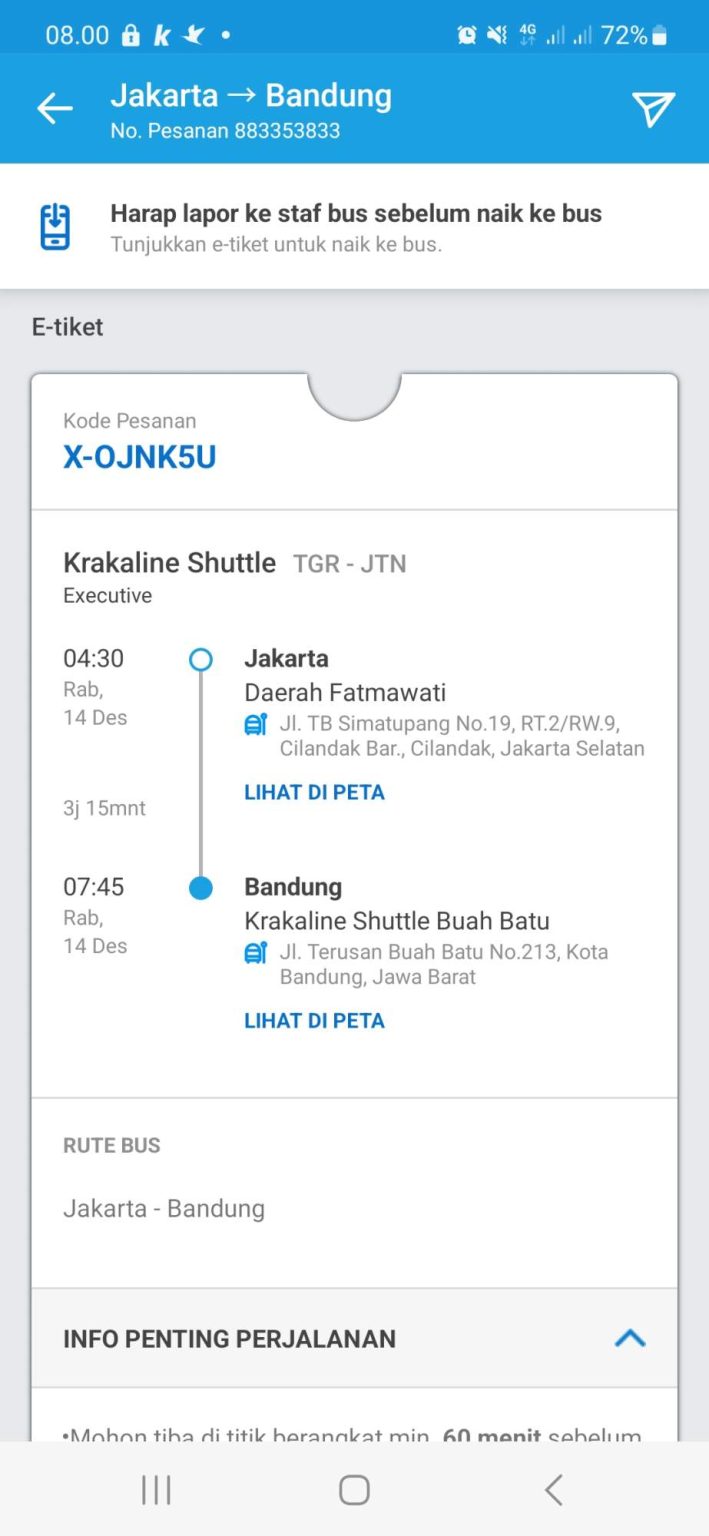 Kapok Pesan Travel Krakaline Shuttle via Traveloka