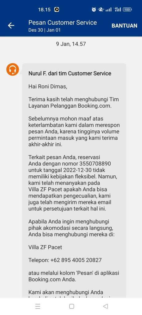 Proses Refund Aplikasi Booking.com Membingungkan dan Ribet