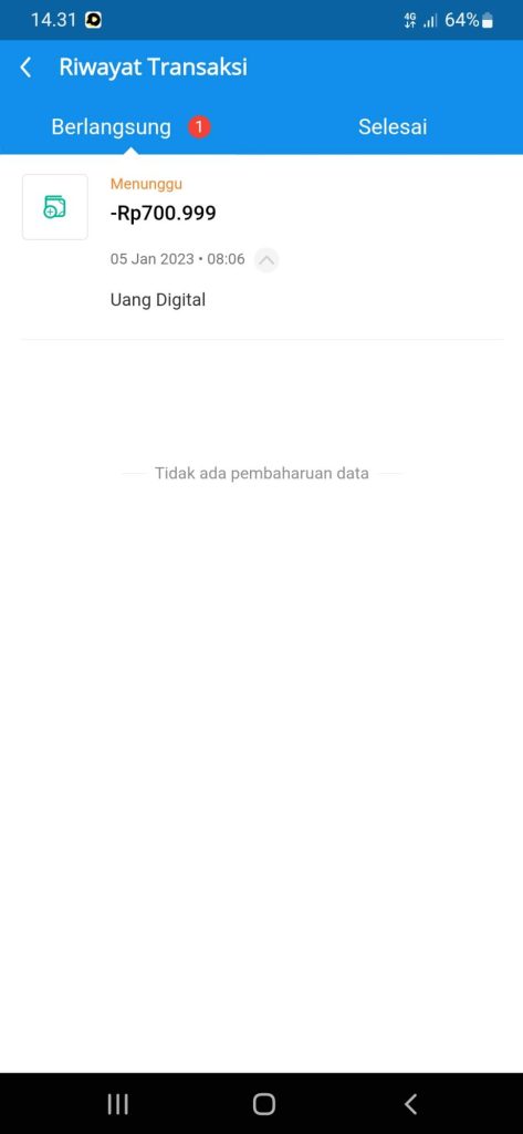 Transfer/Topup Uang Digital DANA Tidak Masuk