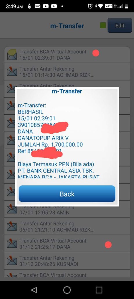 Top Up DANA Melalui Mbanking BCA Berhasil Namun Saldo Tidak Masuk ke ...