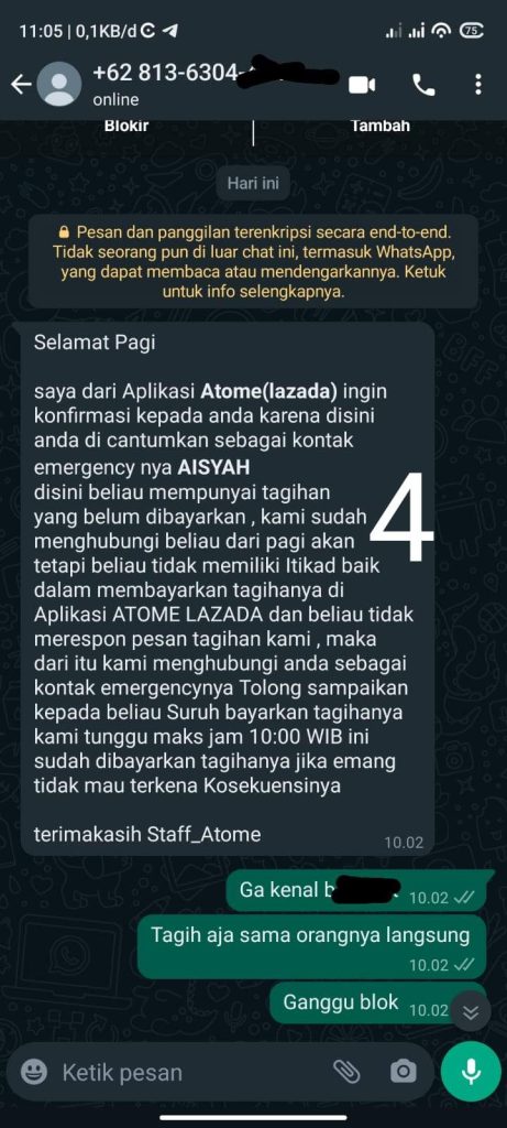 DC Atome (Lazada PayLater) Mengganggu, Menagih Hutang Orang yang Tidak ...